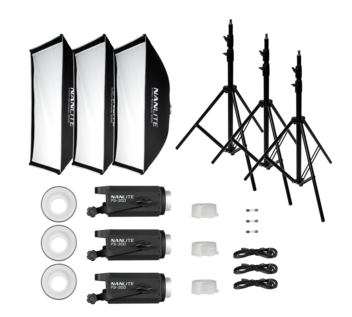 Nanlite FS300 LED triple kit (w/ light stand and softbox) | TSE Imaging